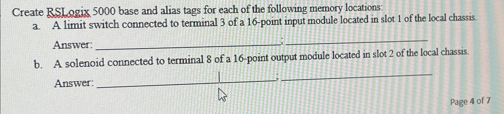 Solved Create RSLQgix 5000 ﻿base and alias tags for each of | Chegg.com