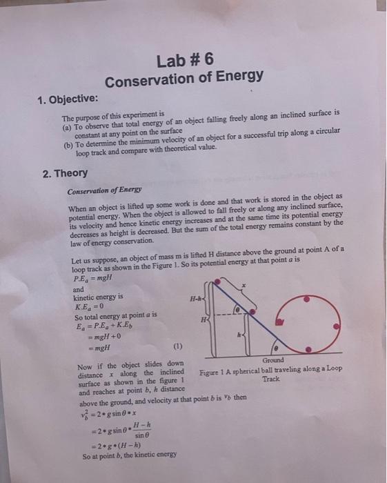 Solved 1. Objective: (a) To observe that total energy of an | Chegg.com