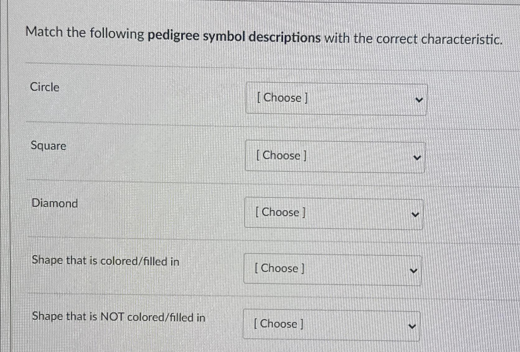 Solved Match the following pedigree symbol descriptions with | Chegg.com