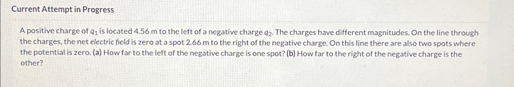 Solved Current Attempt in ProgressA positive charge of q1 | Chegg.com