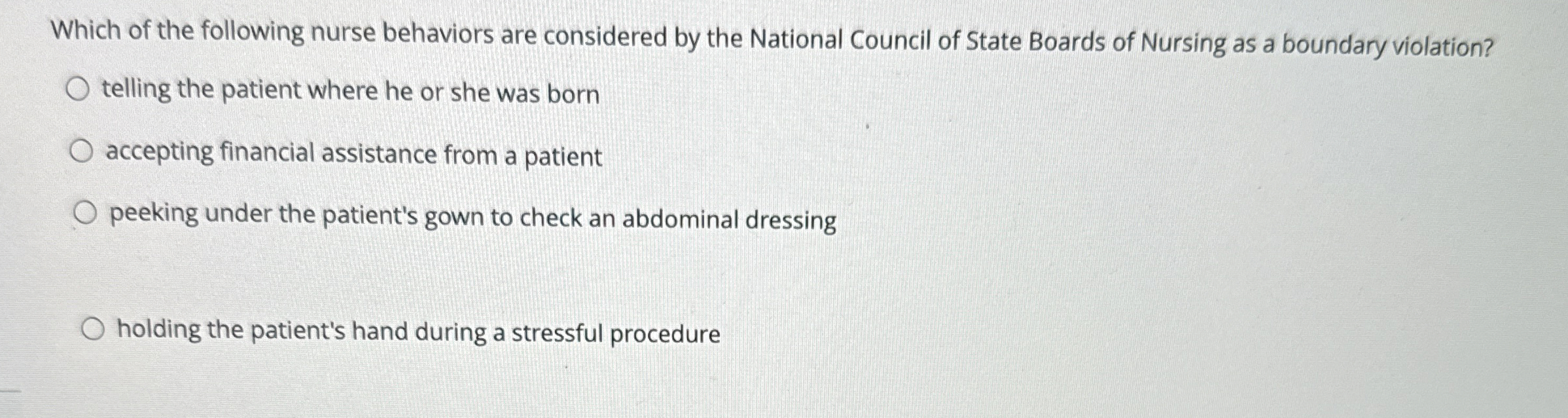 Solved Which of the following nurse behaviors are considered | Chegg.com