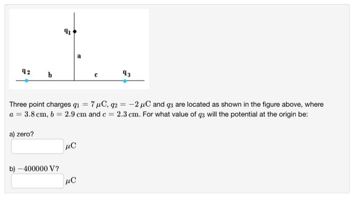 Solved 41 42b 43 Three point charges q1 = 7C, q2 = -2 C and | Chegg.com