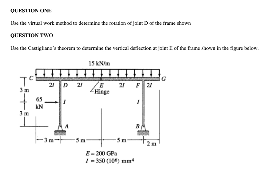 Solved QUESTION ONEUse the virtual work method to determine | Chegg.com