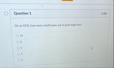 Solved Question 11 ﻿ptsOn an ECG, how many small boxes are | Chegg.com