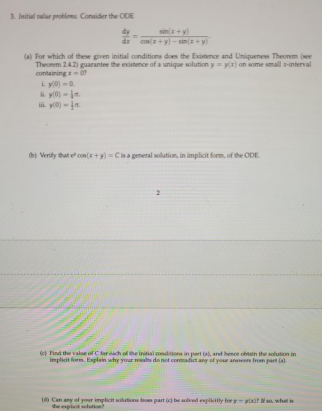 Solved 3. Initial value problems. Consider the ODE dy dr | Chegg.com