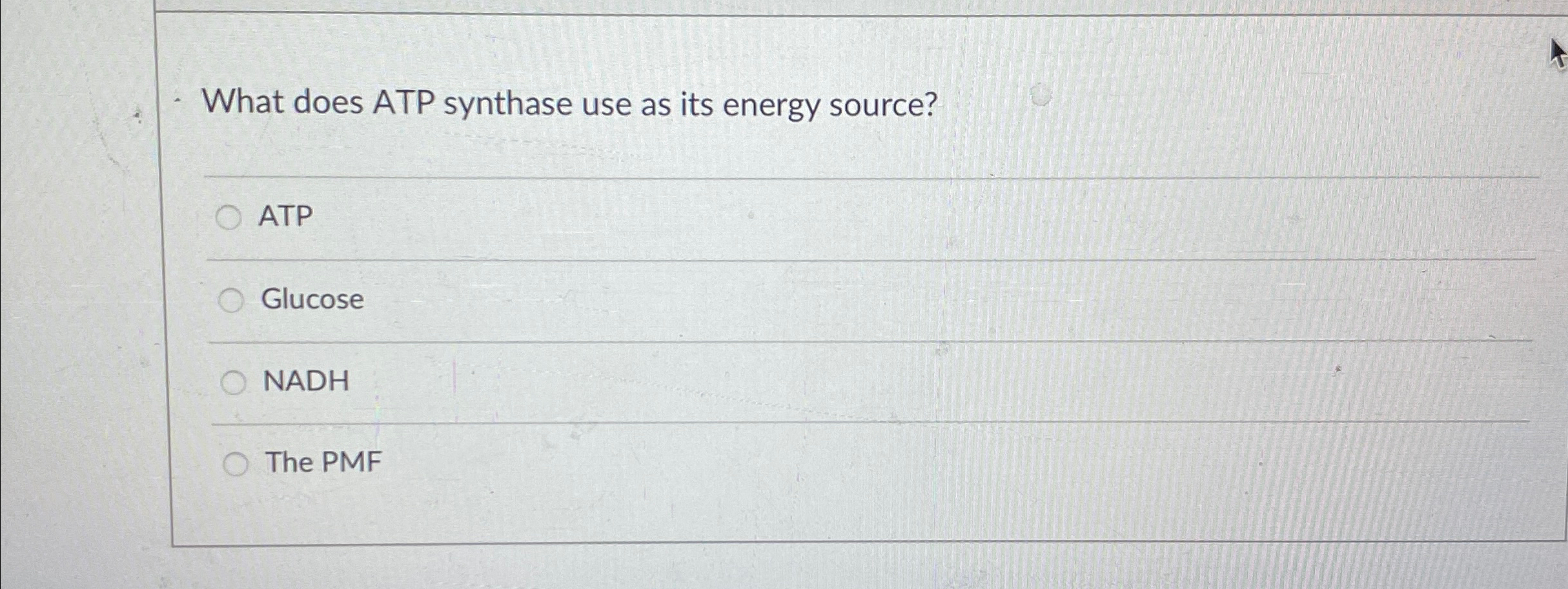 Solved What does ATP synthase use as its energy | Chegg.com