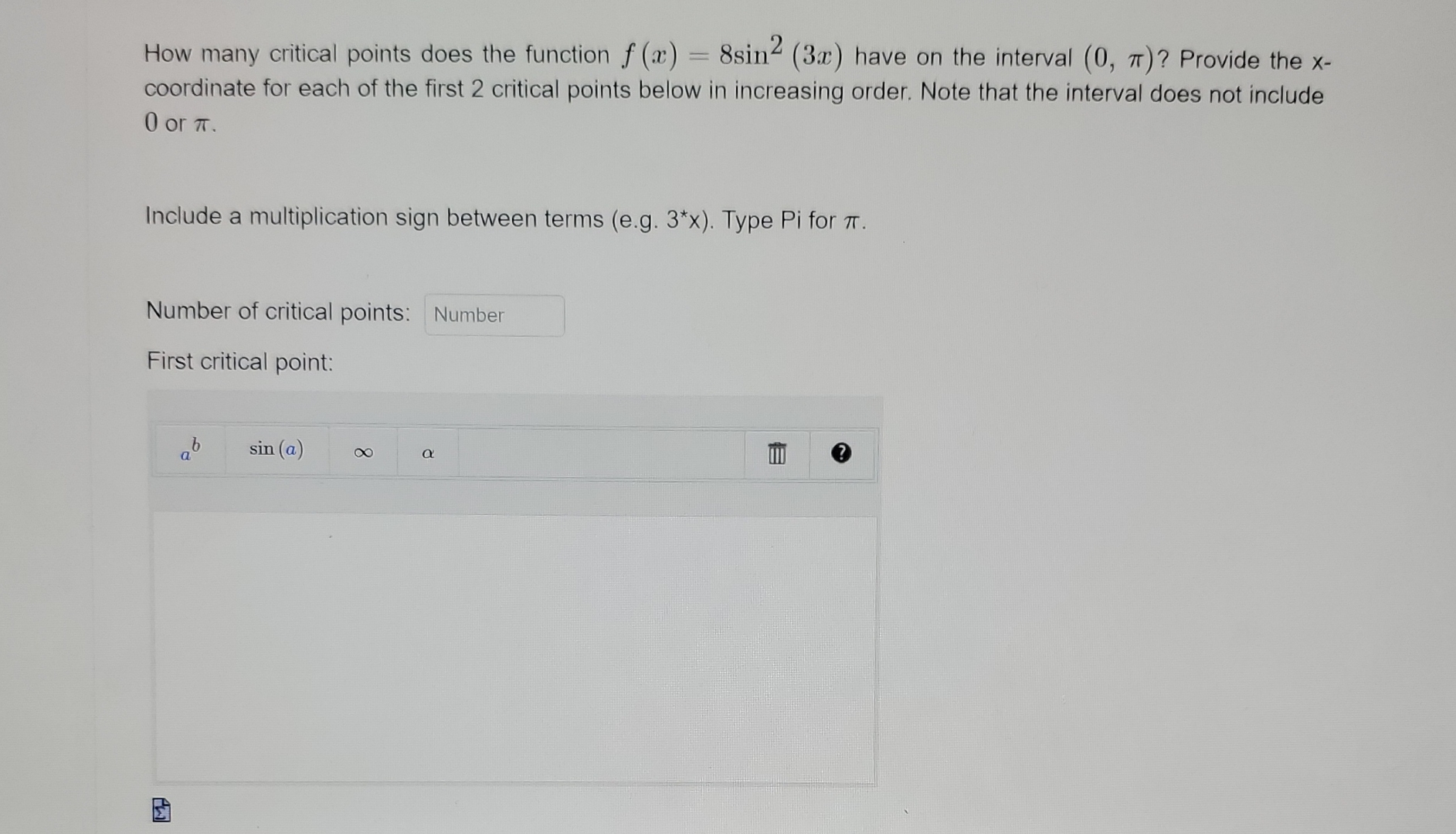 Solved How many critical points does the function | Chegg.com