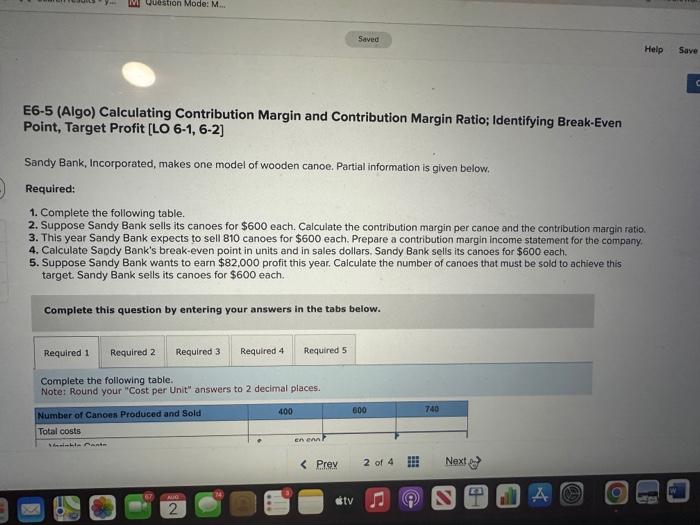 E6-5 (Algo) Calculating Contribution Margin and | Chegg.com