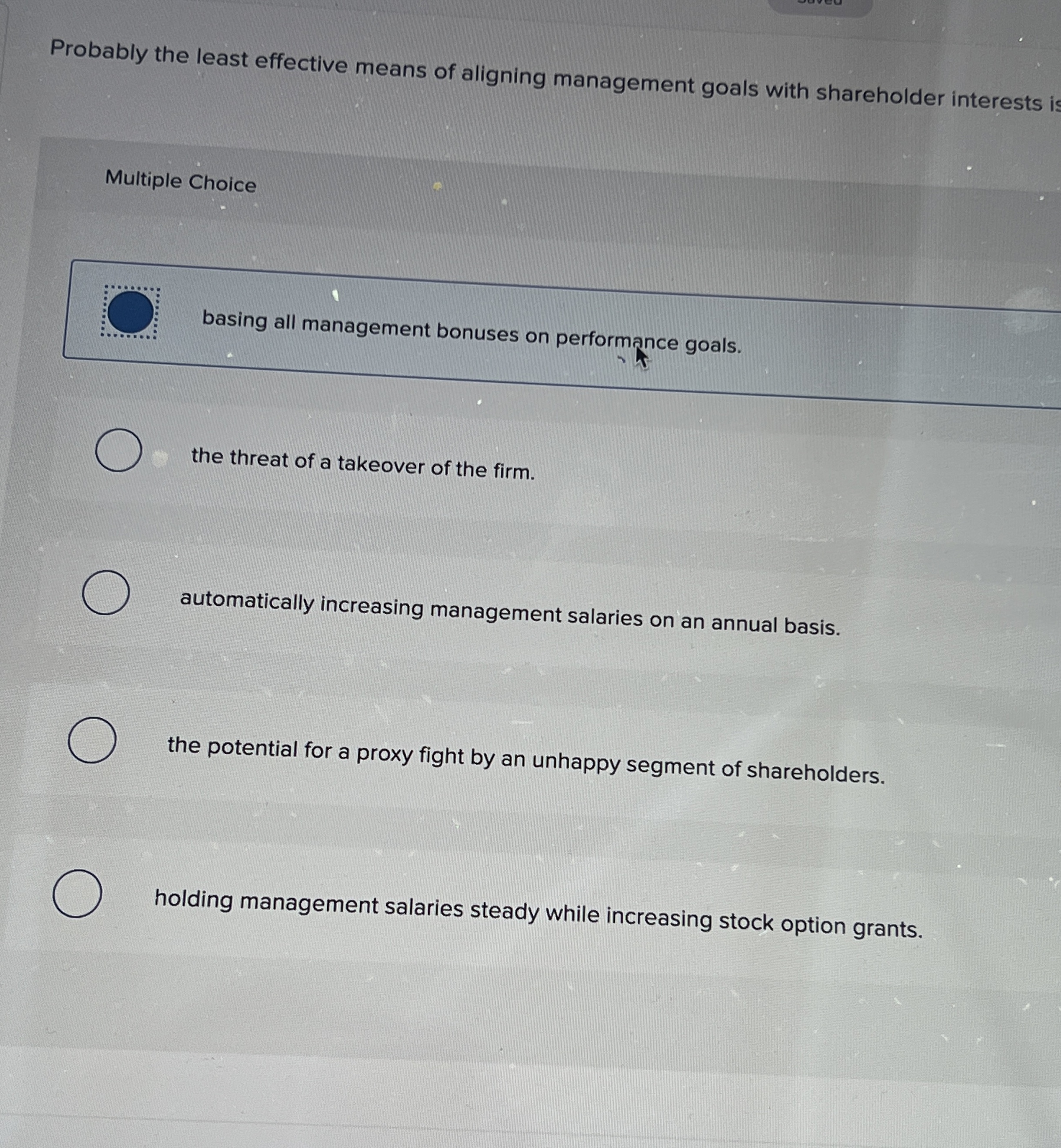Solved Probably the least effective means of aligning | Chegg.com