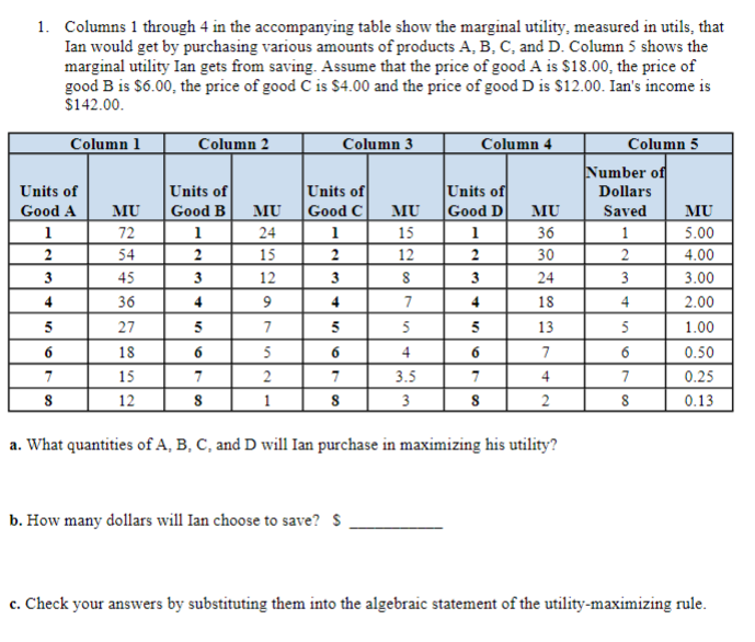 Solved Columns 1 ﻿through 4 ﻿in the accompanying table show | Chegg.com