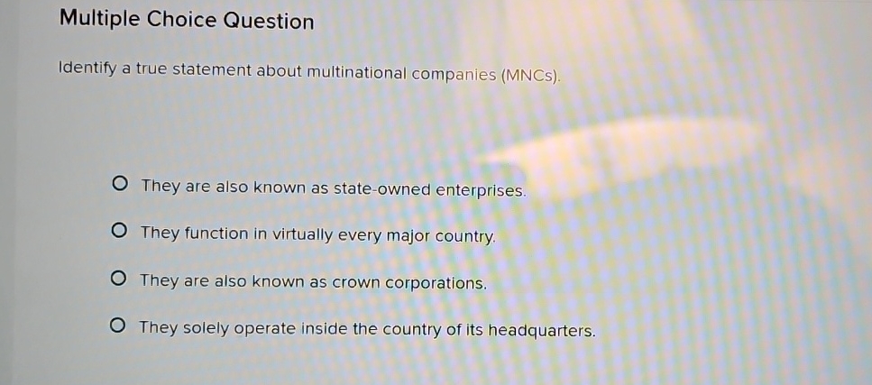 Solved Multiple Choice QuestionIdentify a true statement | Chegg.com