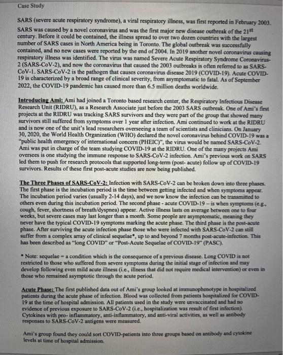 Solved Case Study SARS (severe acute respiratory syndrome), | Chegg.com