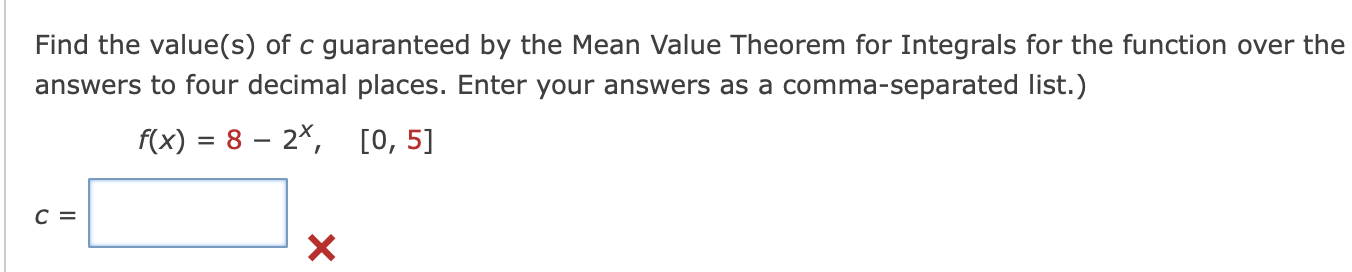 Solved vFind the value(s) of c ﻿guaranteed by ﻿the Mean | Chegg.com