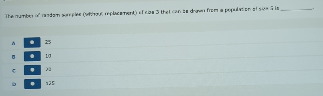 Solved The number of random samples (without replacement) | Chegg.com