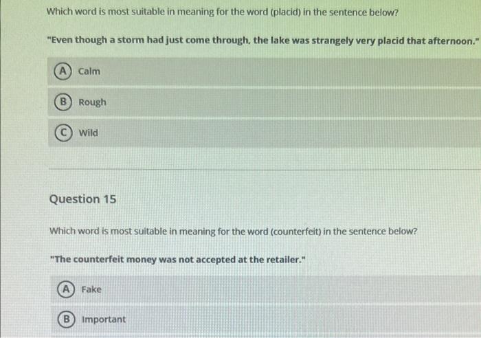Solved Which word is most suitable in meaning for the word | Chegg.com