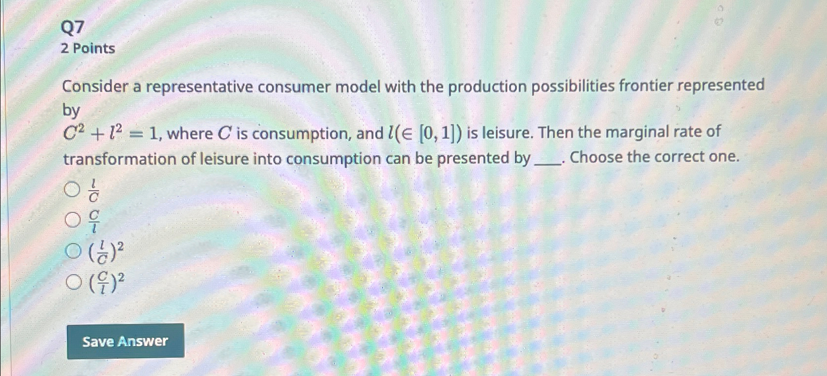 Solved Q72 ﻿PointsConsider a representative consumer model | Chegg.com