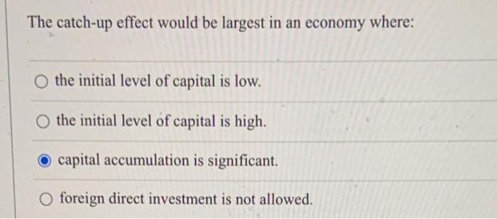 Solved The catch-up effect would be largest in an economy | Chegg.com
