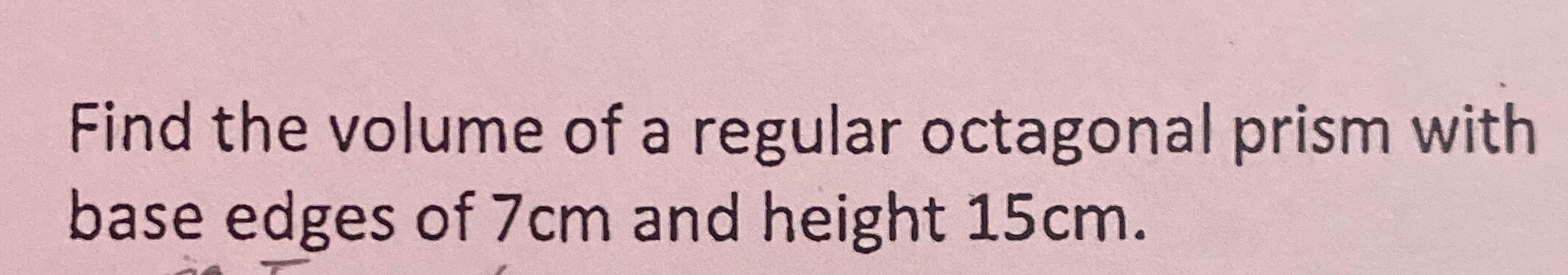 Solved Find the volume of a regular octagonal prism with | Chegg.com