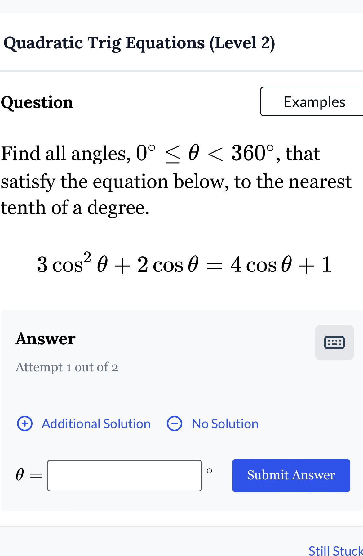 Solved Quadratic Trig Equations (Level 2)QuestionFind all | Chegg.com