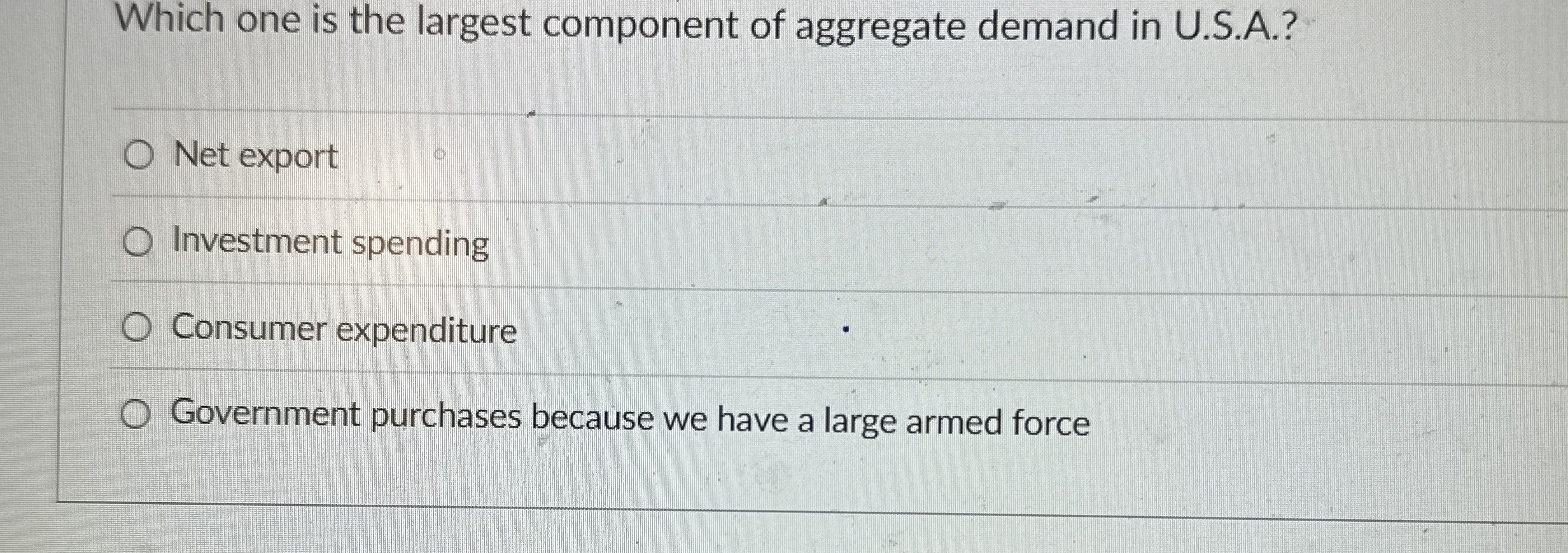 Solved Which one is the largest component of aggregate | Chegg.com