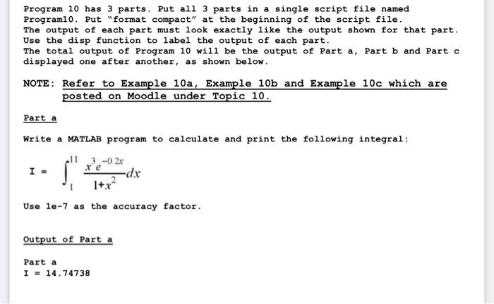 Solved Program 10 has 3 parts. Put all 3 parts in a single | Chegg.com