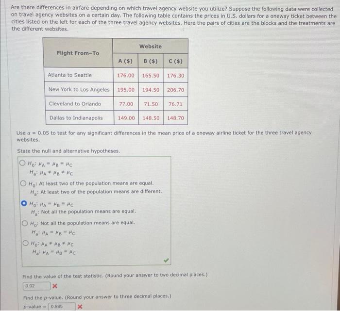 Solved Are there differences in airfare depending on which | Chegg.com