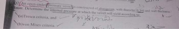 Solved 02 An open-ended pressure vessel is constructed of | Chegg.com