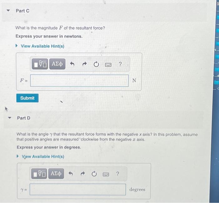 Solved Two forces, F₁ and F2, act at a point, as shown in | Chegg.com