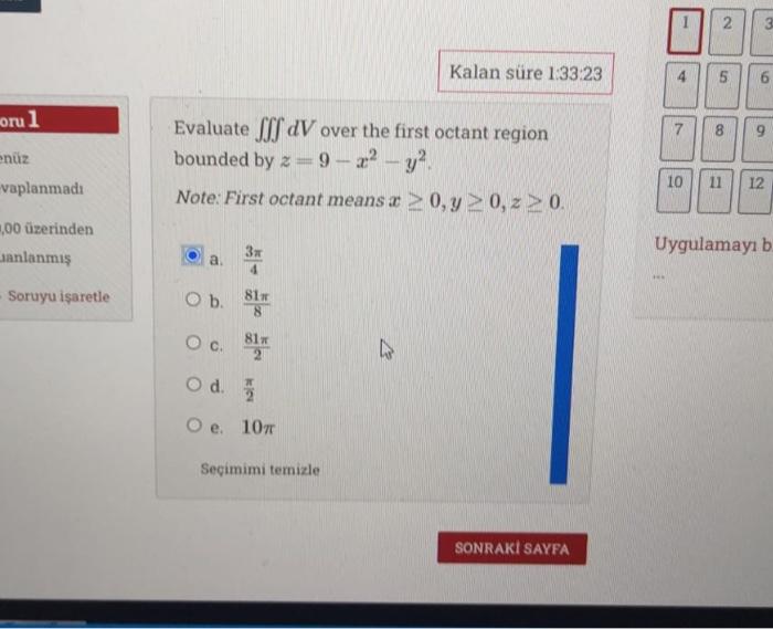 Solved Evaluate ∭dV over the first octant region bounded by | Chegg.com