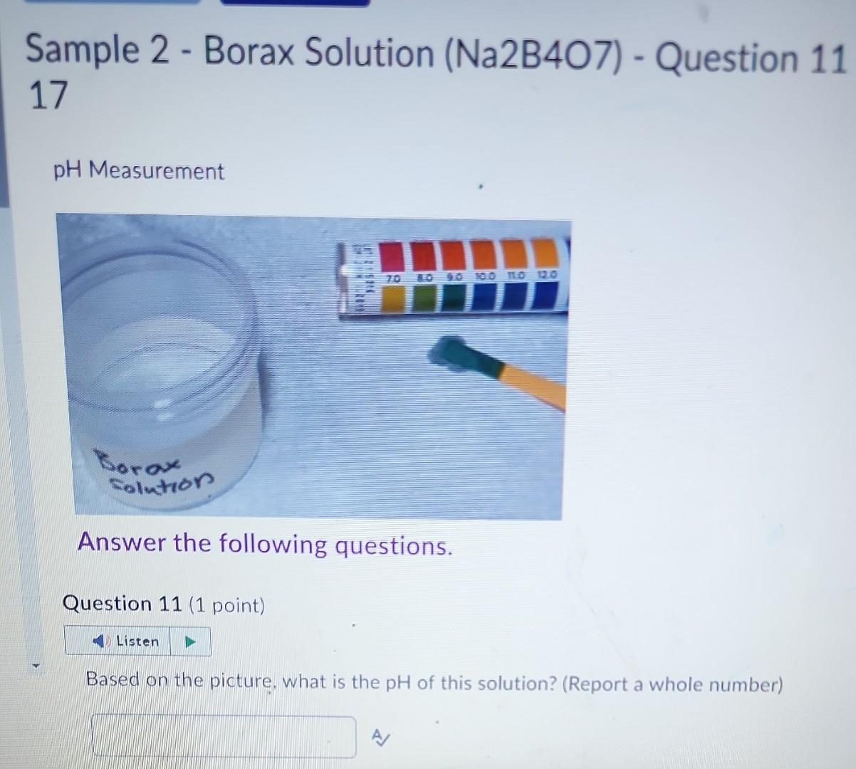 Solved Sample 2 - Borax Solution (Na2B4O7) - Question 11 17 | Chegg.com