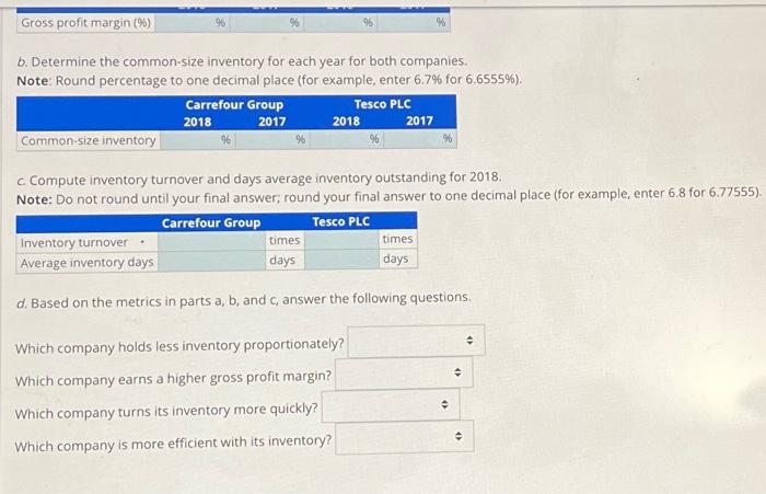 Solved Analyzing Inventory for Two Retail Grocery Companies | Chegg.com