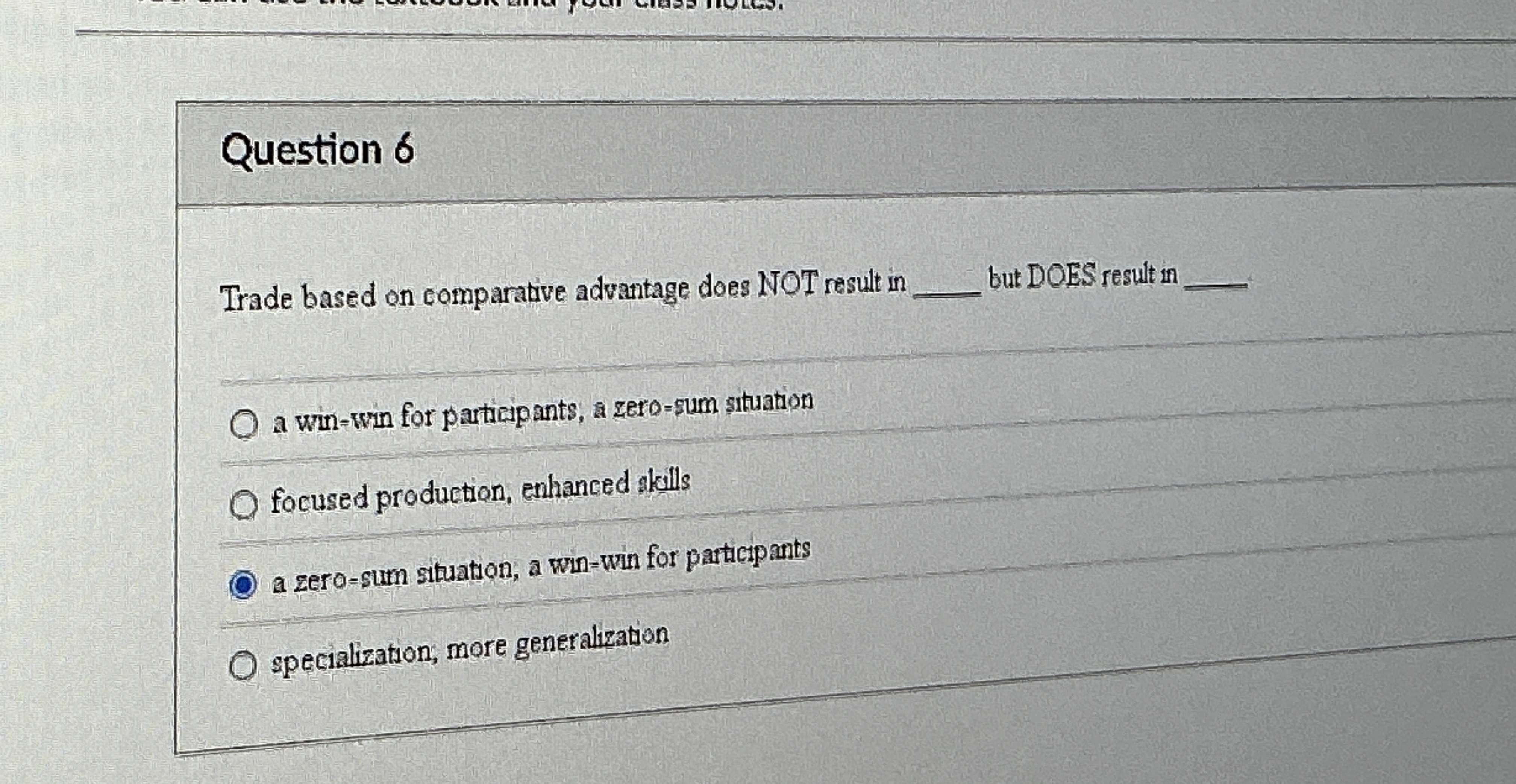 Solved Question 6Trade based on comparative advantage does | Chegg.com