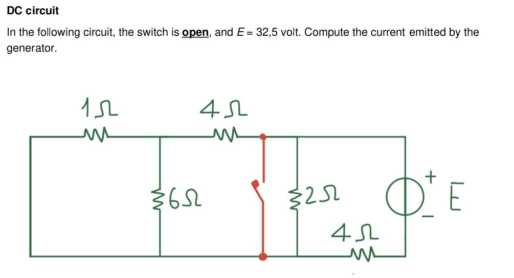 Solved DC circuitIn the following circuit, the switch is | Chegg.com