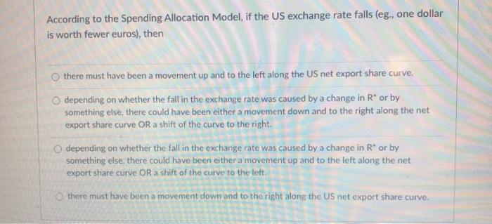 Solved According to the Spending Allocation Model, if the US | Chegg.com