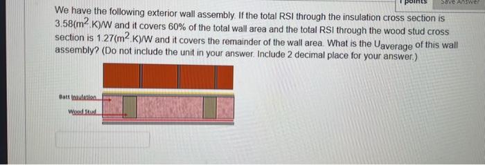 Solved We have the following exterior wall assembly. If the | Chegg.com