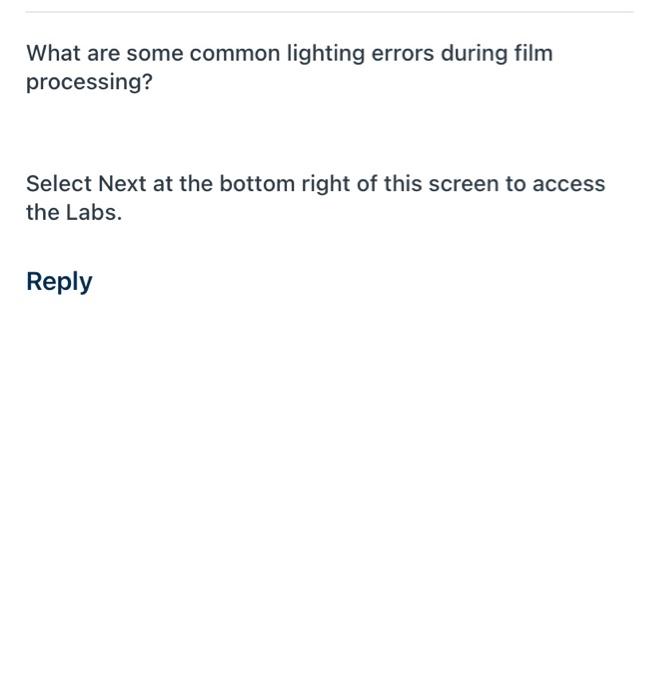 Solved What are some common lighting errors during film | Chegg.com