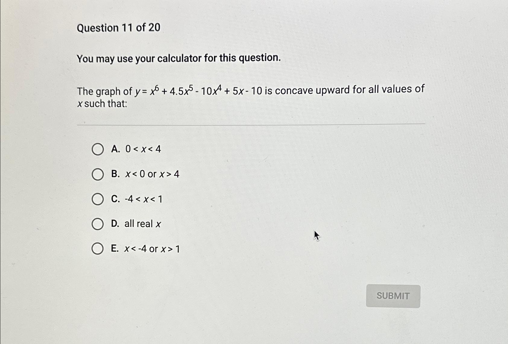 Solved Question 11 of 20You may use your calculator for | Chegg.com Solved Question 11 of 20You may use your calculator for | Chegg.com