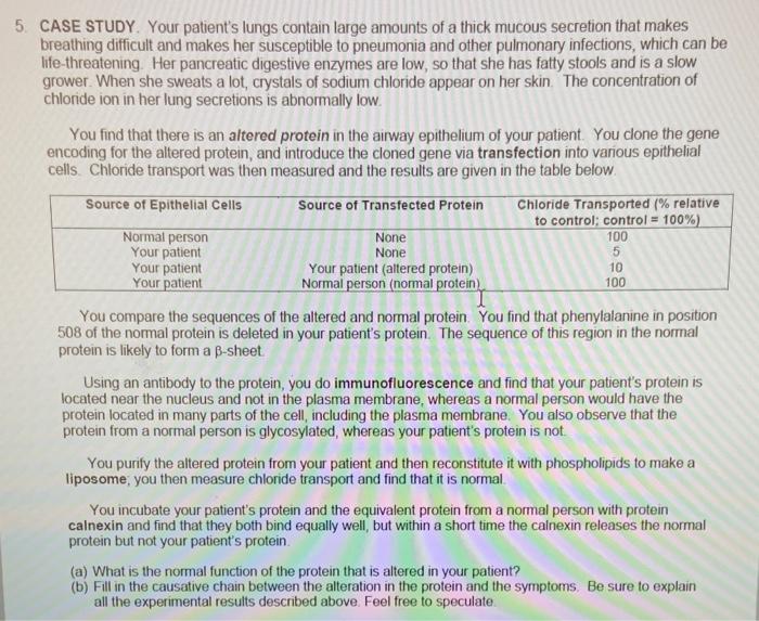 CASE STUDY. Your patient's lungs contain large | Chegg.com