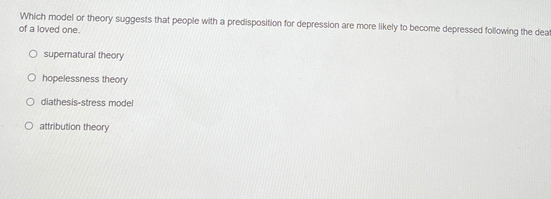 Solved Which model or theory suggests that people with a | Chegg.com