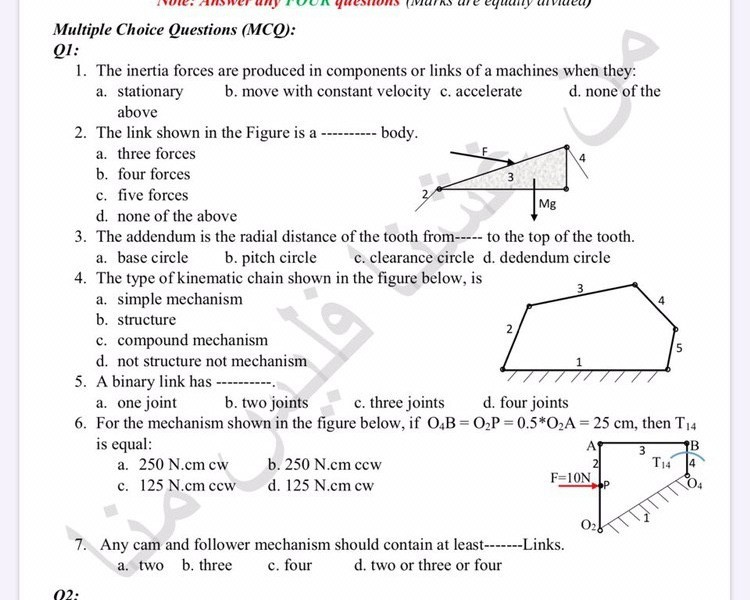 Solved Mg Multiple Choice Questions (MCQ): Q1: 1. The | Chegg.com