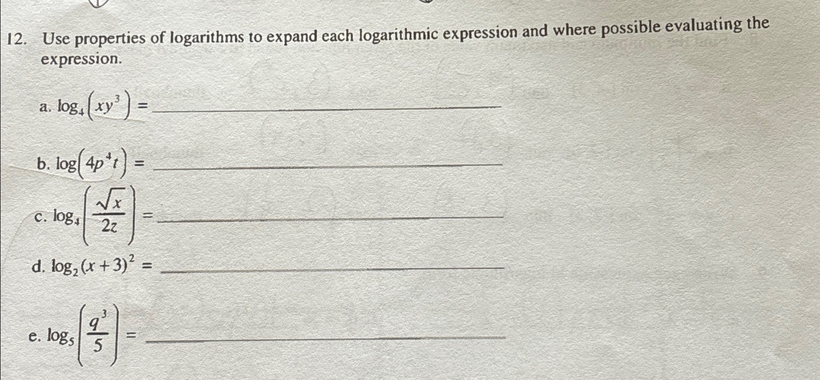 Solved Use properties of logarithms to expand each | Chegg.com