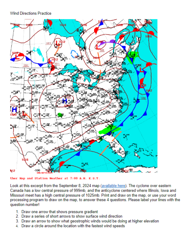 Solved Wind Directions Practicether Map and station Weather | Chegg.com