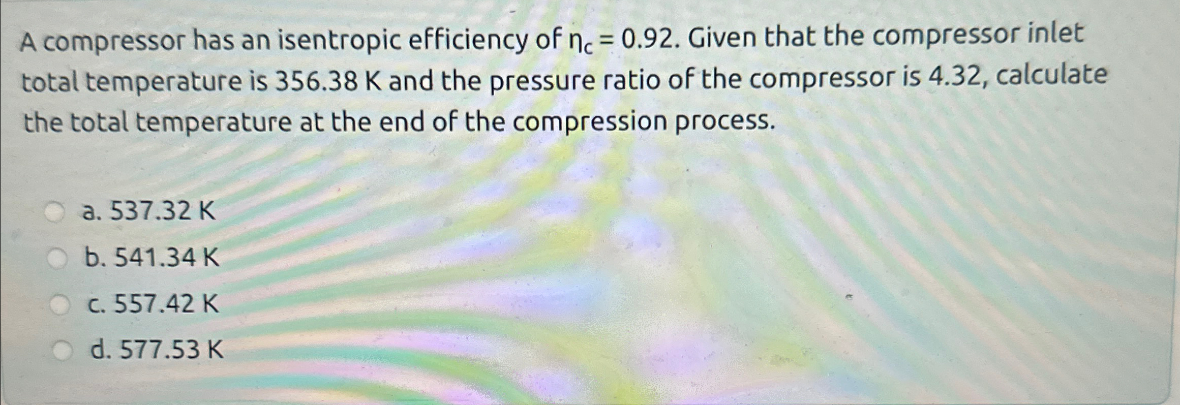 Solved A compressor has an isentropic efficiency of ηc=0.92. | Chegg.com