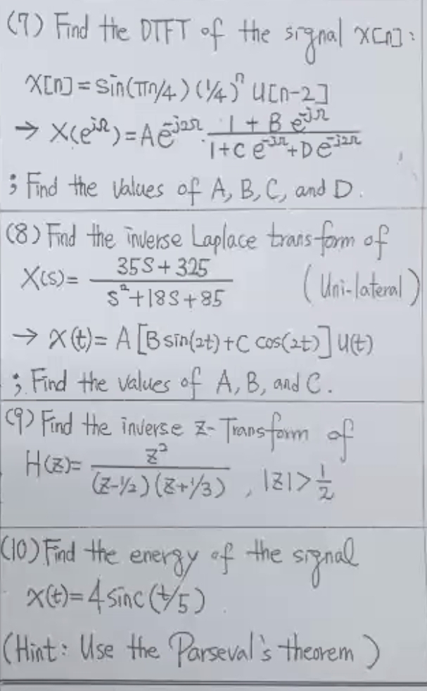 Solved (7) ﻿Find the DTFT of the signal x[1] | Chegg.com