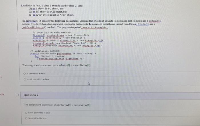 Solved Recall that in Java, il class E extends another class | Chegg.com