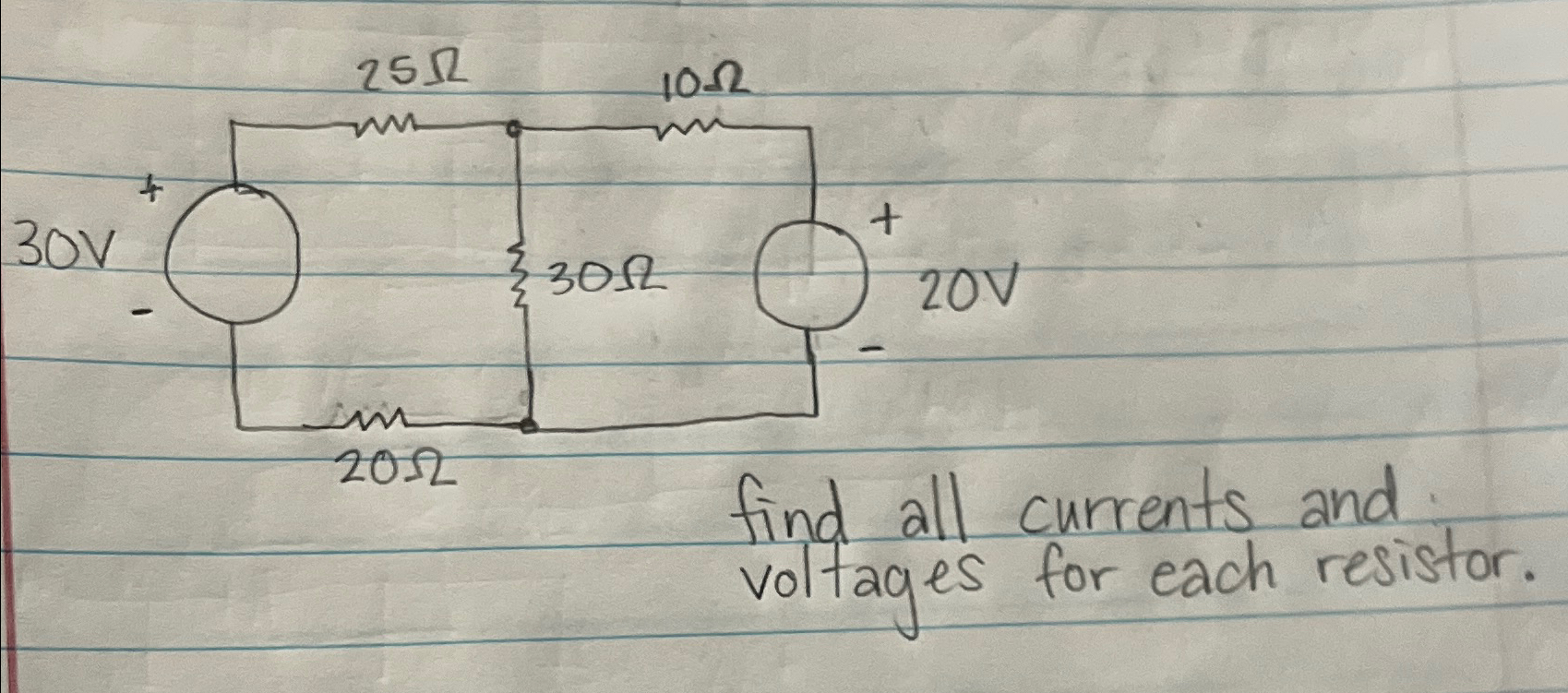 Solved find all currents and voltages for each resistor. | Chegg.com