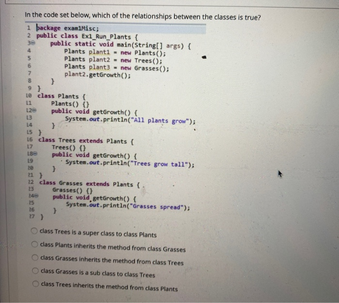 Solved 3e In the code set below, which of the relationships | Chegg.com