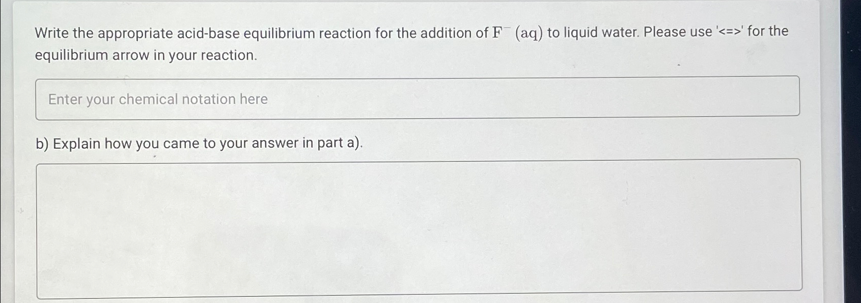 Solved Write the appropriate acid-base equilibrium reaction | Chegg.com