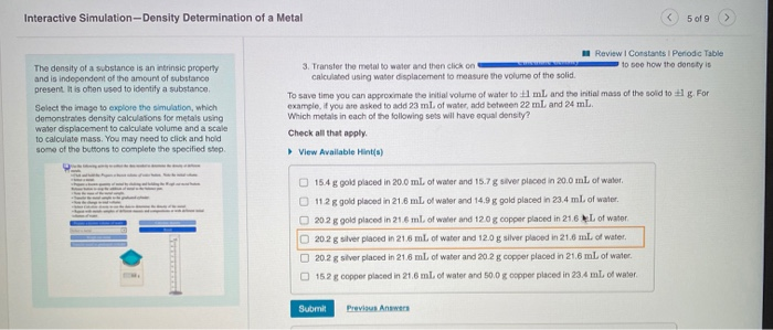 Solved Interactive Simulation-Density Determination of a | Chegg.com