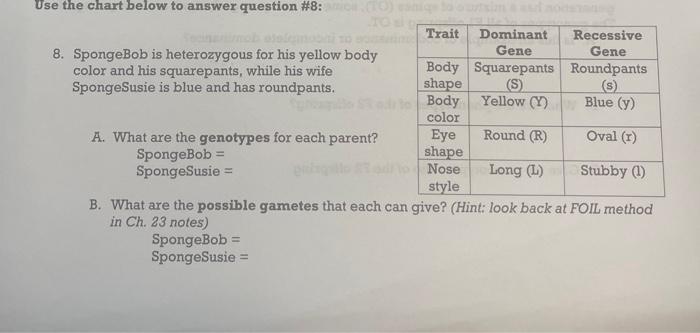 Use the chart below to answer question \#8: 8. | Chegg.com